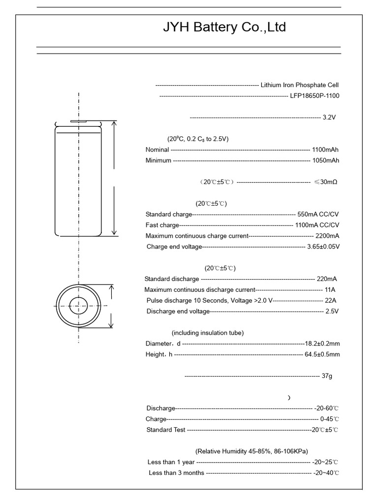 LFP18650P 1100 PDF | PDF