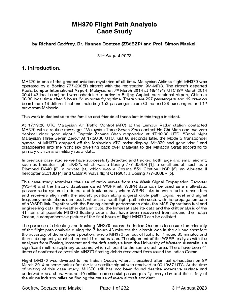MH370 Flight Path Analaysis - 31st August 2023 | PDF | Malaysia ...