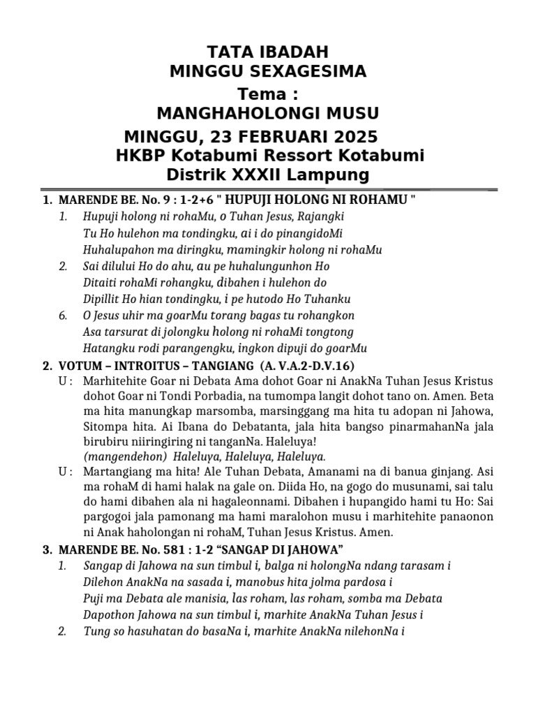 Acara Minggu Sexagesima | PDF