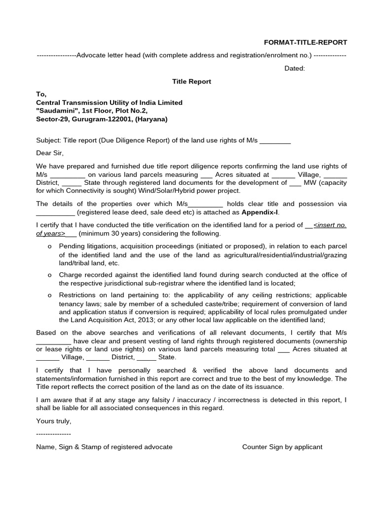 170488681921FORMAT-TITLE-REPORT (Effective From 25.01.2024) | PDF ...