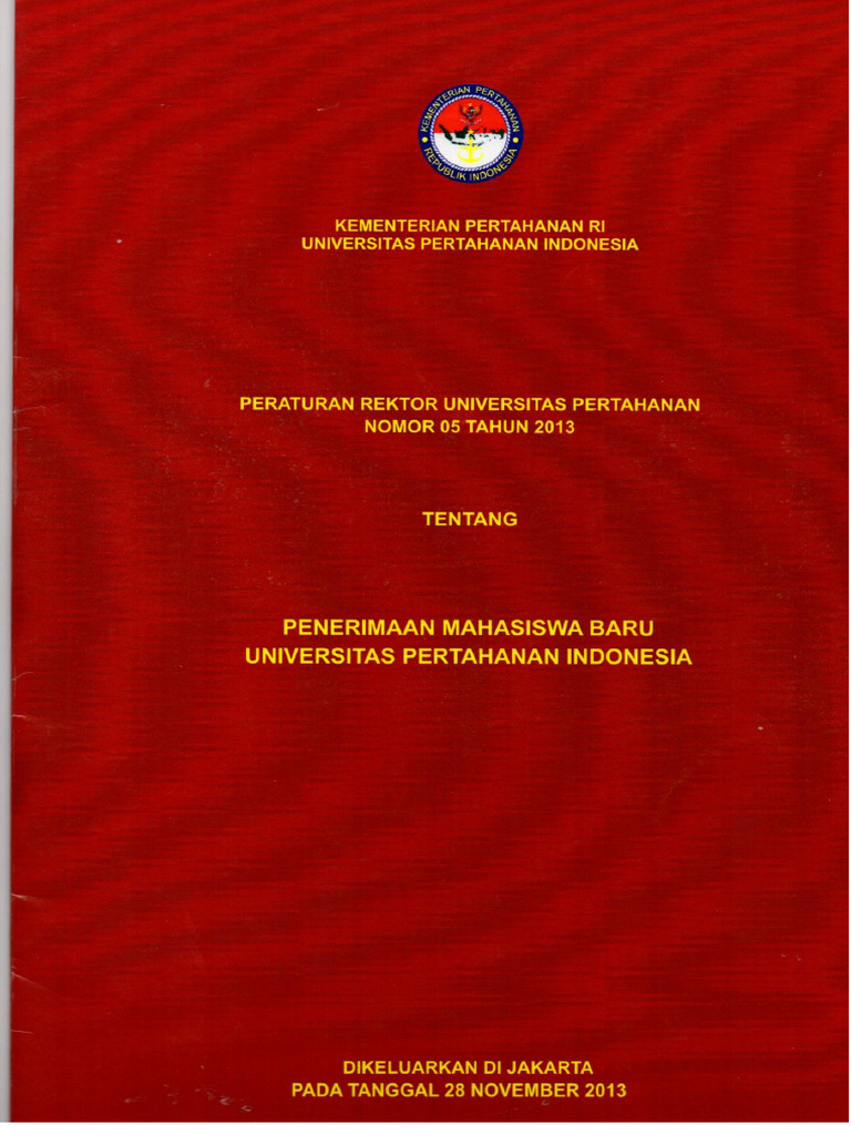 Per Rektor N0. 5 TH 2013 TTG Penerimaan Mahasiswa Baru | PDF