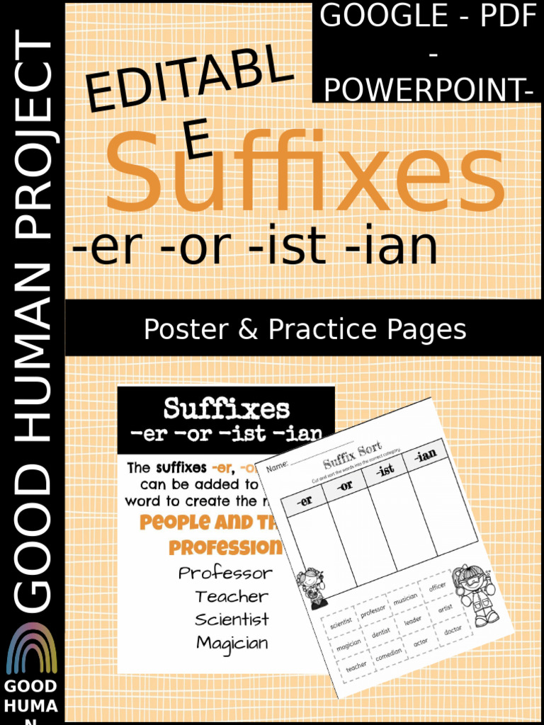 Suffixes - Er - or - Ist - Ian Grammar & Writing Skills | PDF