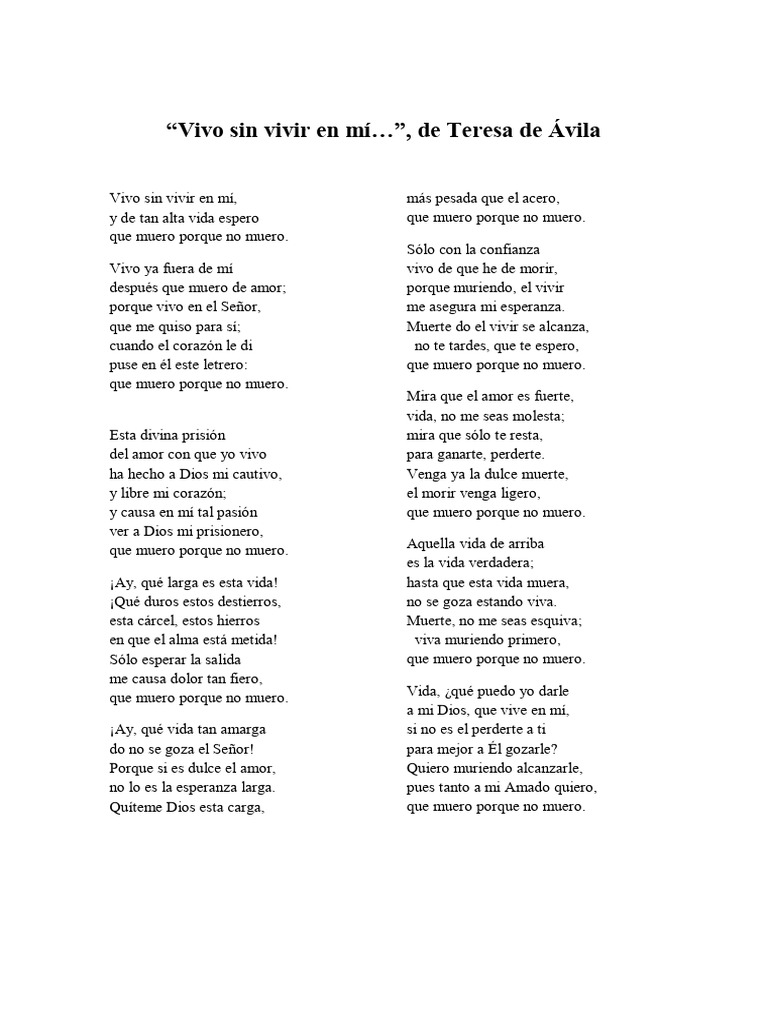 Vivo Sin Vivir en Mi | PDF