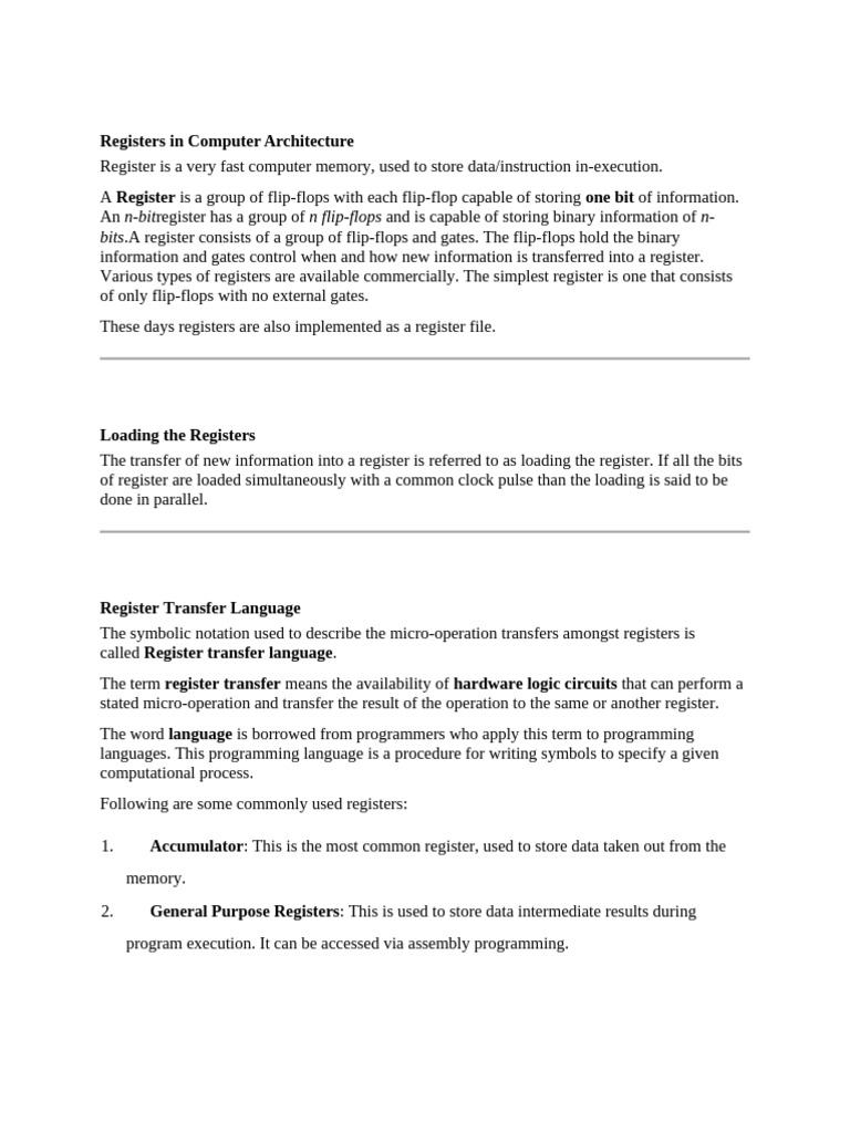 Registers_in_Computer_Architecture (1) | PDF | Computer Programming | Bit