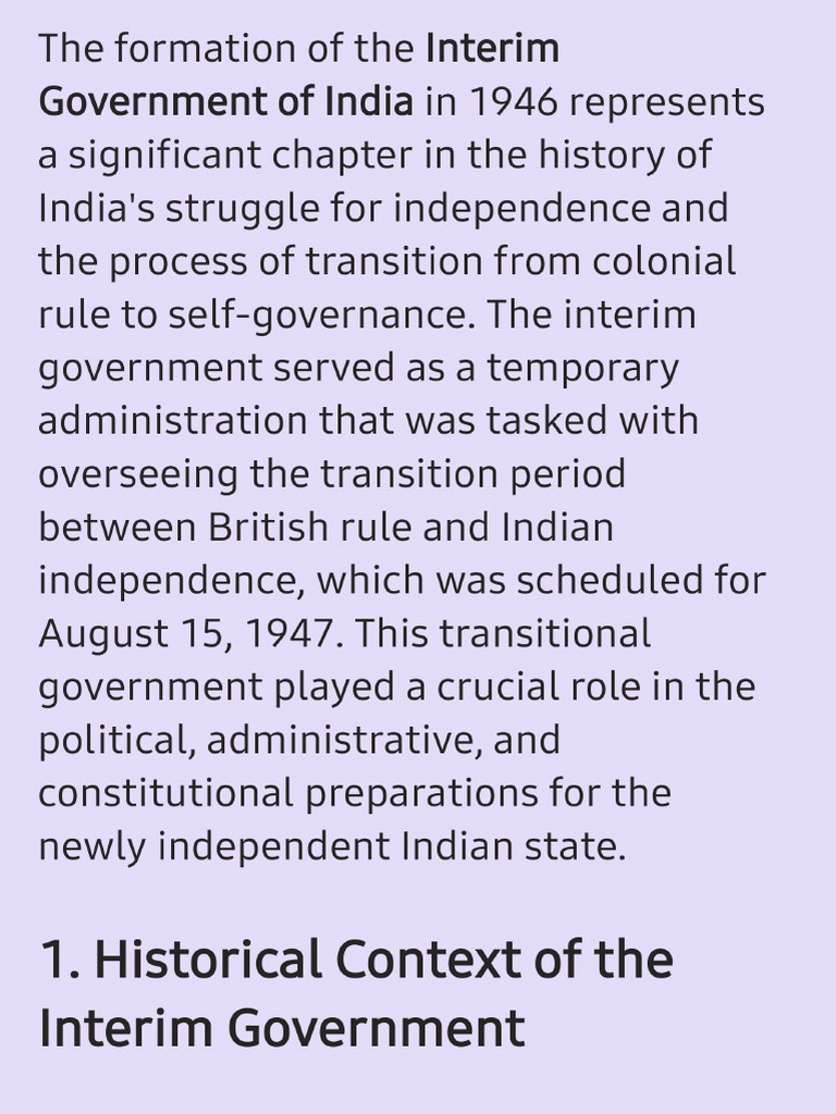 The Formation of The Interim Government of India - 250124 - 190551 | PDF