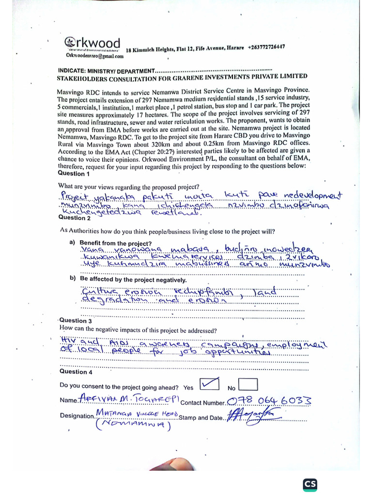 Institutional Completed Questionnaire | PDF