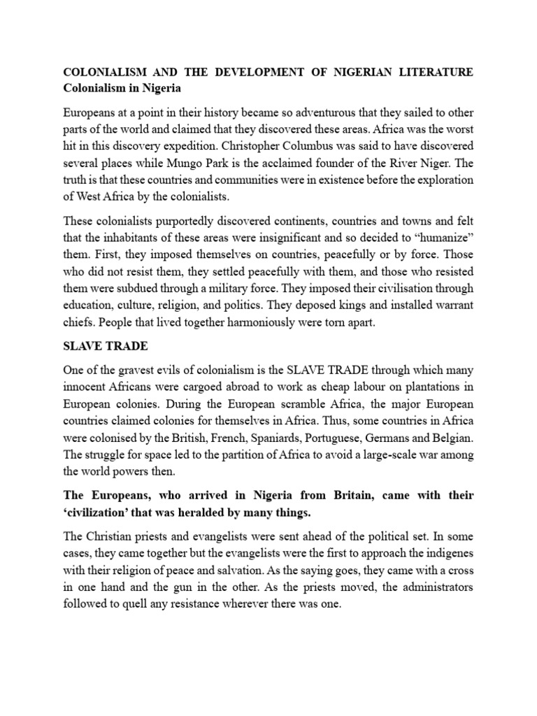 Colonialism's Influence on Nigeria's Culture | PDF | Nigeria