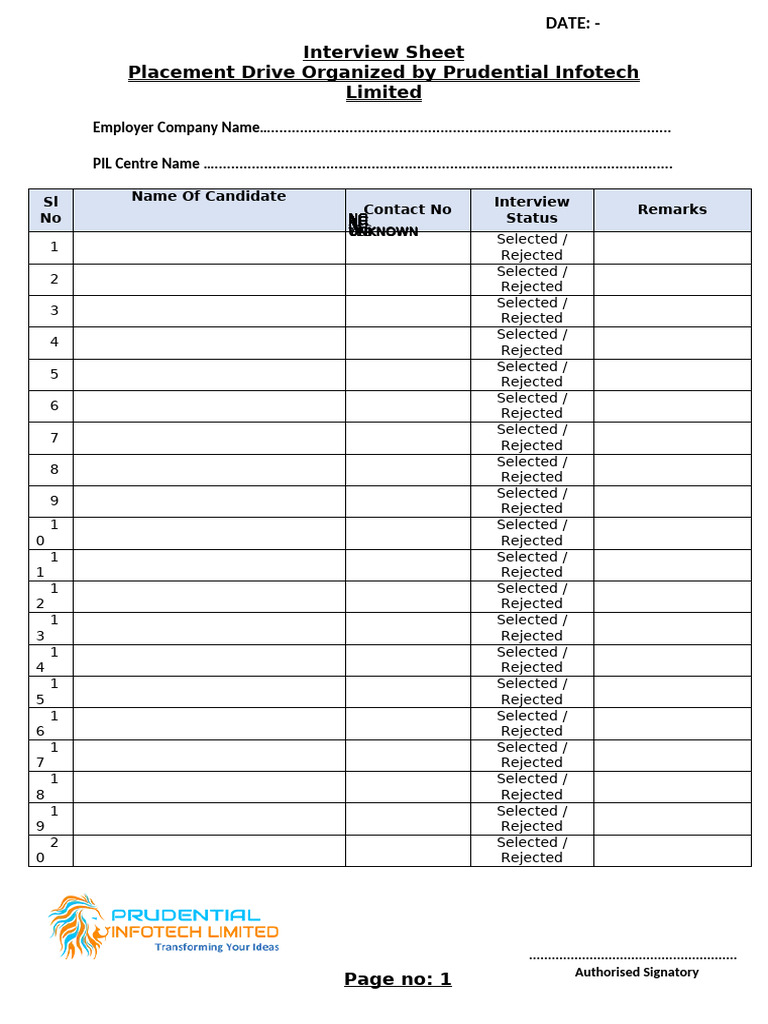 Interview Results for Prudential Infotech | PDF
