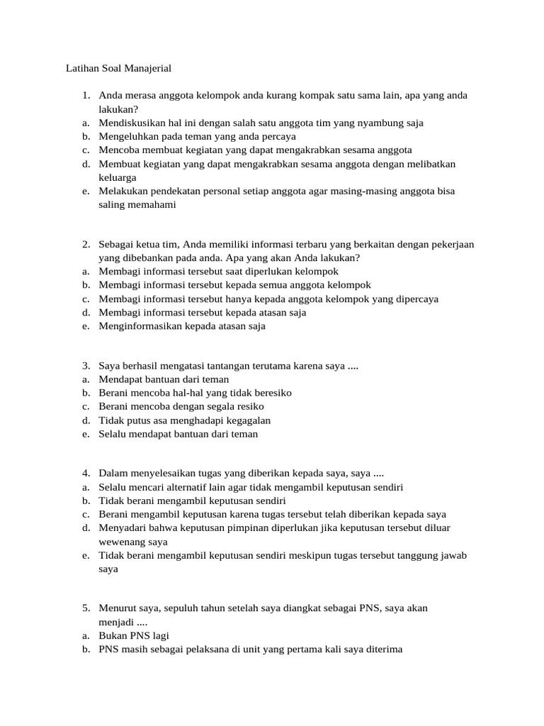 Latihan Soal Manajerial | PDF