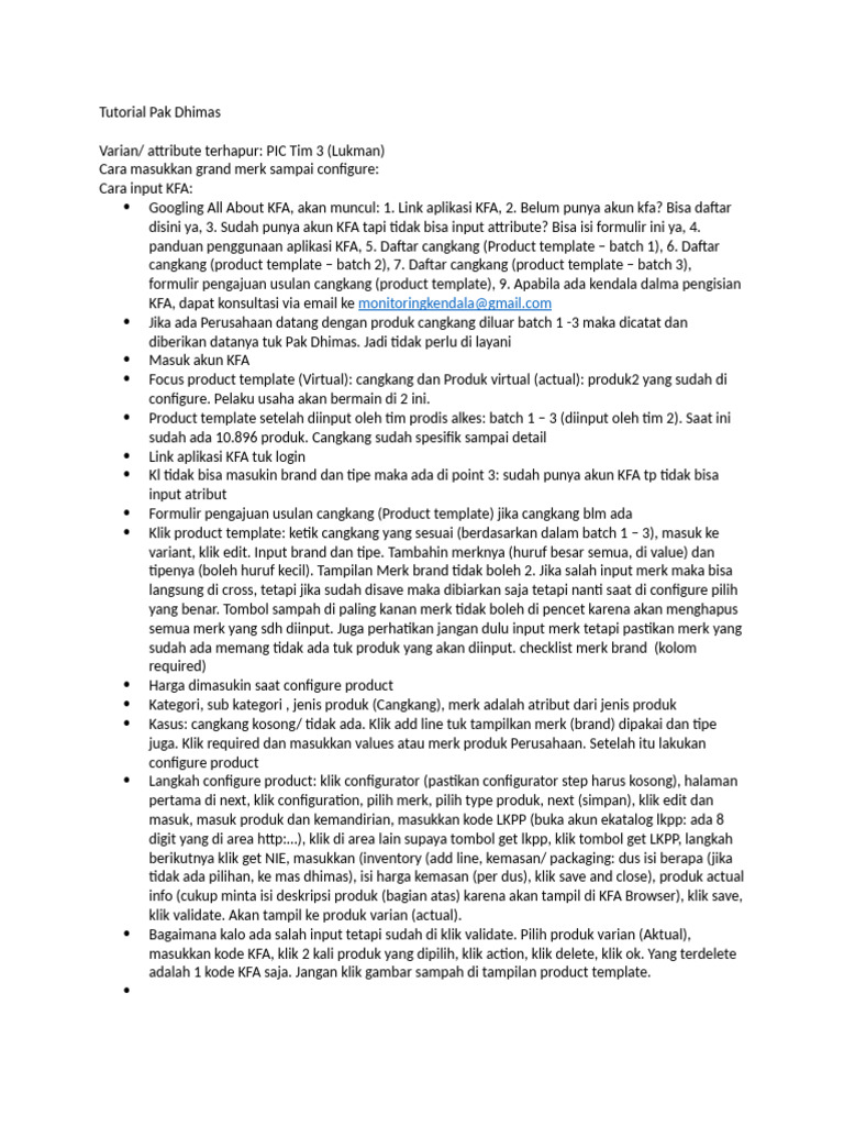 Tutorial KFA - Pak Dhimas | PDF