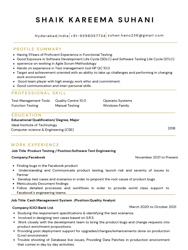 Software Tester Profile: 5 Years Experience | PDF