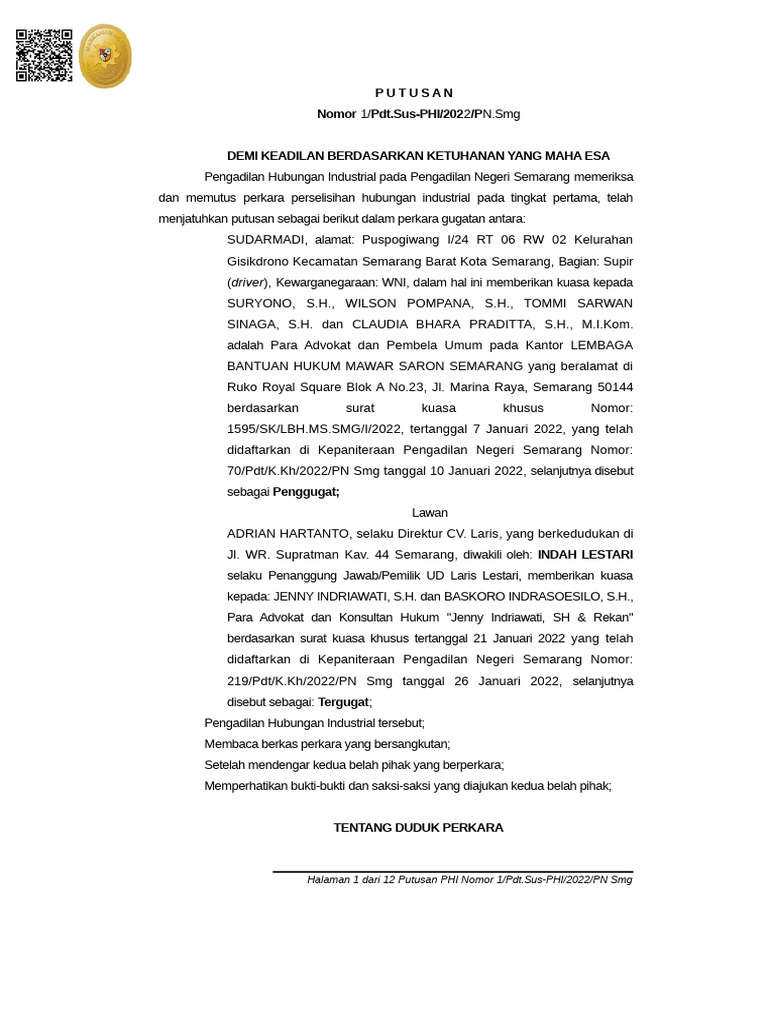 Putusan 1 PDT - Sus-Phi 2022 PN SMG 20250204221947 | PDF