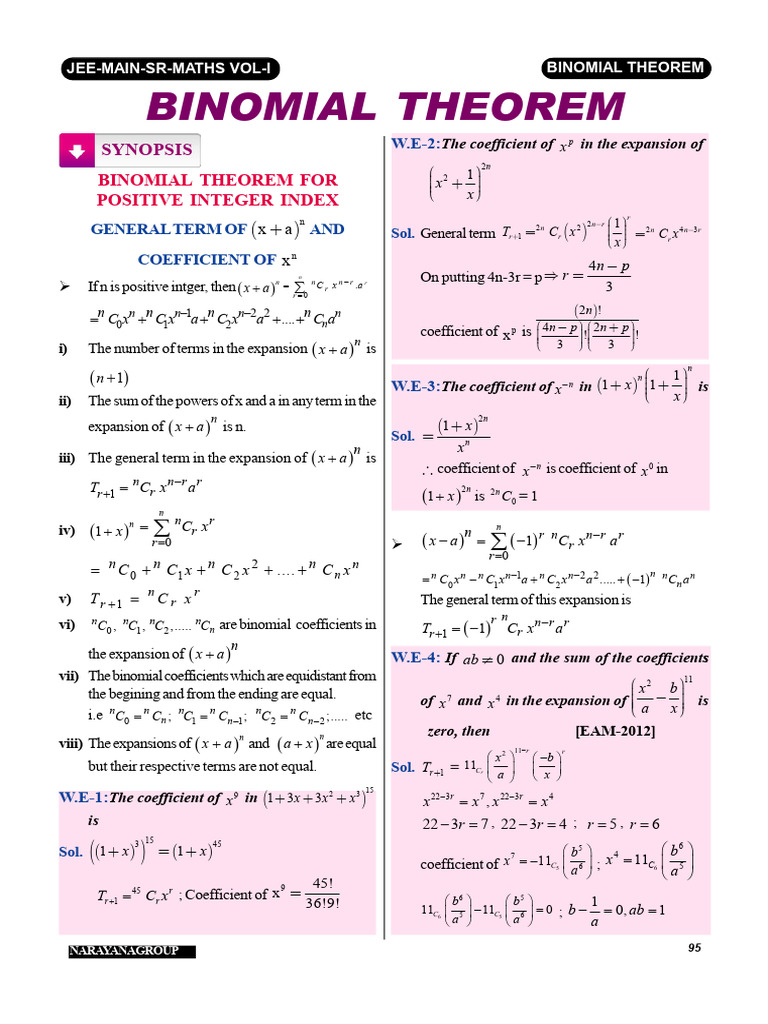 XI - Maths - Chapter 8 - BINOMIAL THEOREM - (95-122) | PDF | Numerical Analysis | Discrete ...