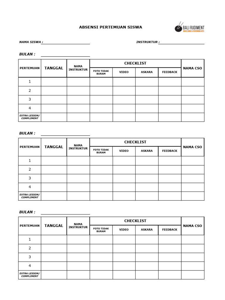 Absensi Pertemuan Siswa - Update 2024 | PDF