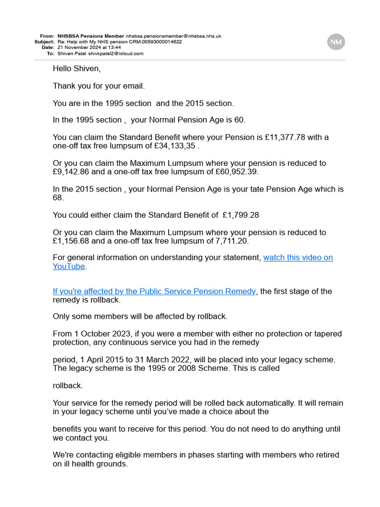 NHS Pension Options for 1995 and 2015 Schemes | PDF | Pension