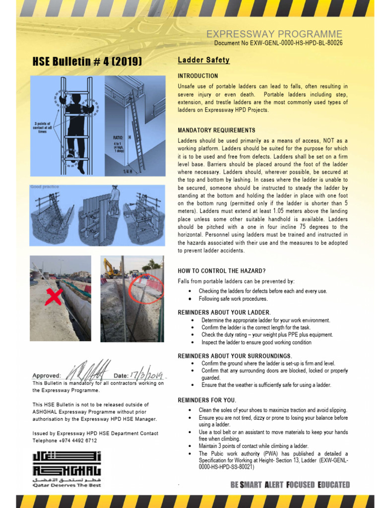EXW-GENL-0000-HS-HPD-BL-80026 HSE Bulletin # 4 | PDF | Ladder ...
