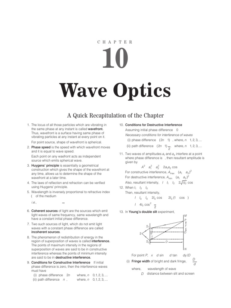 Wave Optics | PDF | Diffraction | Wavelength