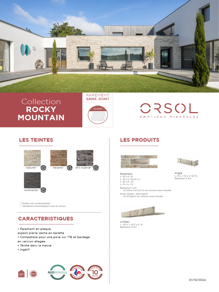 Caractéristiques et pose des parements Rocky Mountain | PDF