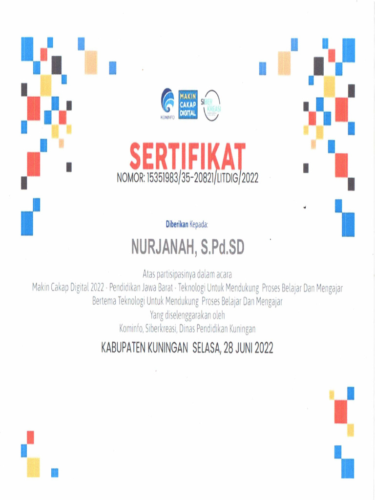 1. SERTIFIKAT_SEMINAR MAKIN CAKAP DIGITAL_2022_198712062023212014 | PDF