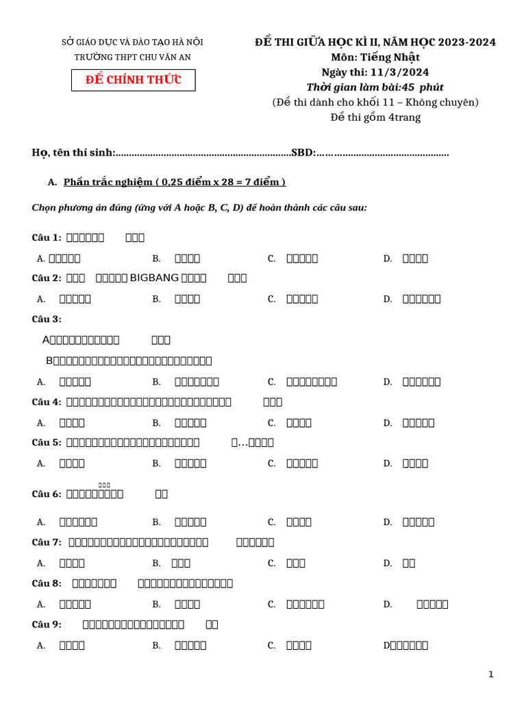 K11-de-thi-giua-ky-2-20242 | PDF