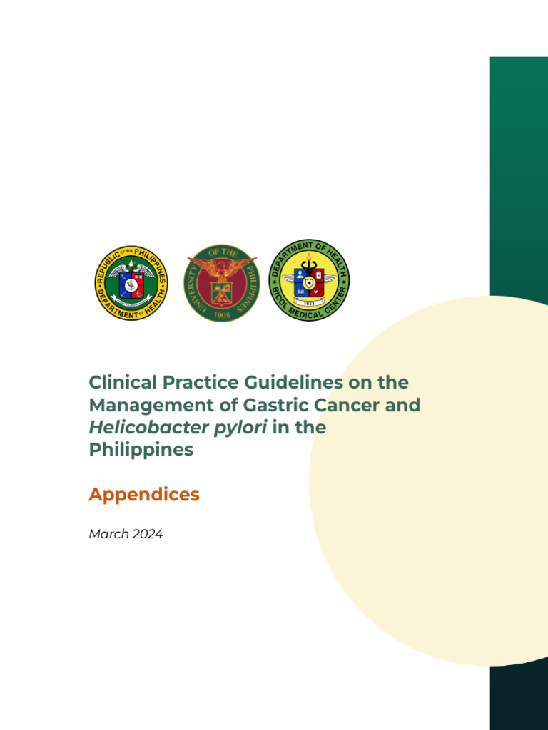 (Appendices) Clinical Practice Guidelines On The Management of Gastric ...
