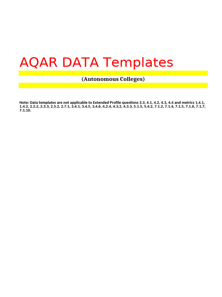 AQAR Data Templates for Autonomous Colleges | PDF | Doctor Of ...