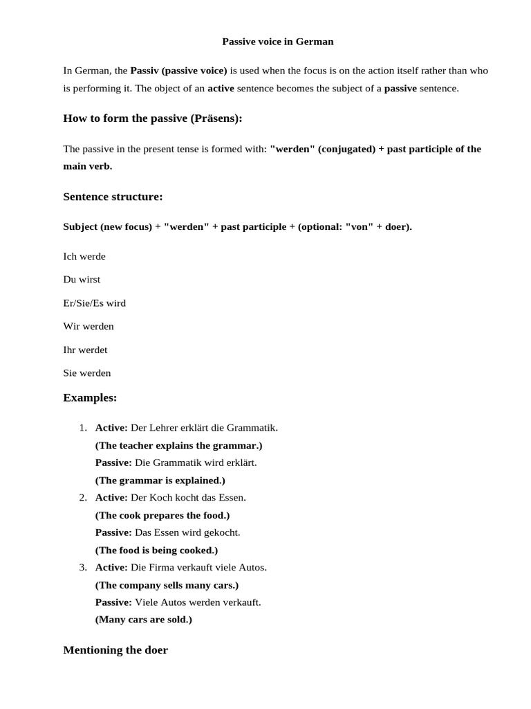 Understanding German Passive Voice | PDF