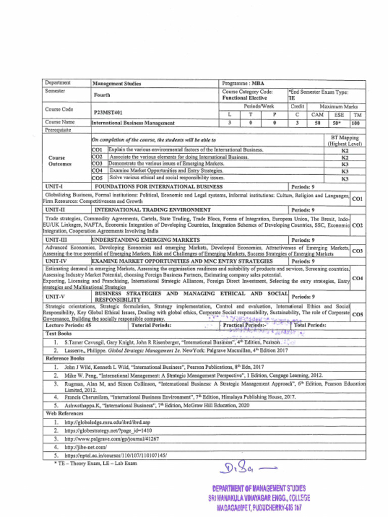 IV Semester Syllabus Merged | PDF