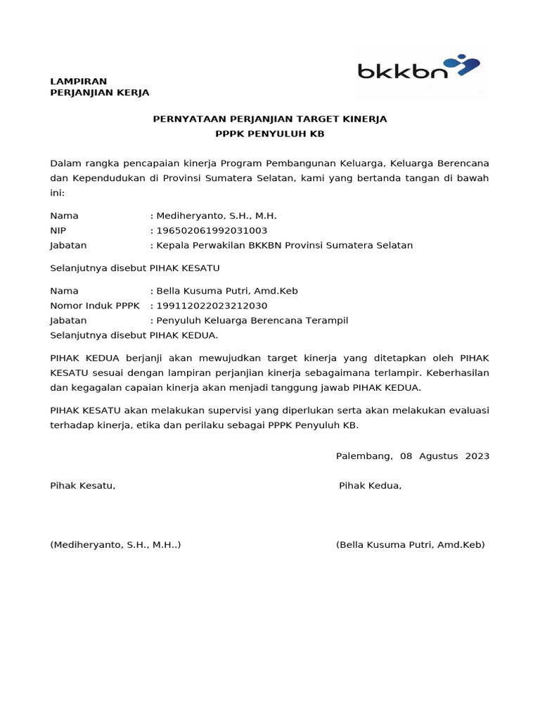 Target Kinerja-Bella Kusuma Putri.2 | PDF
