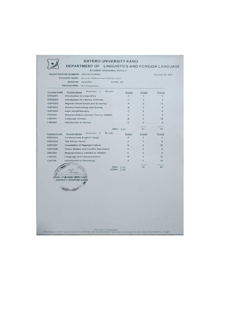 UG Transcript - 2 | PDF