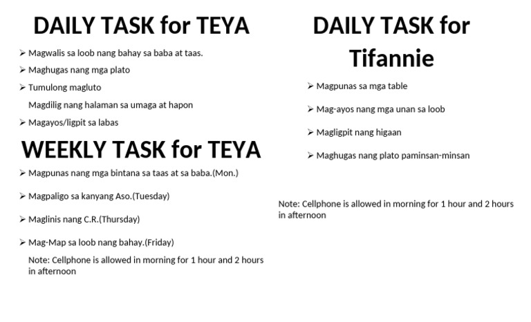 Daily Task For Teya | PDF