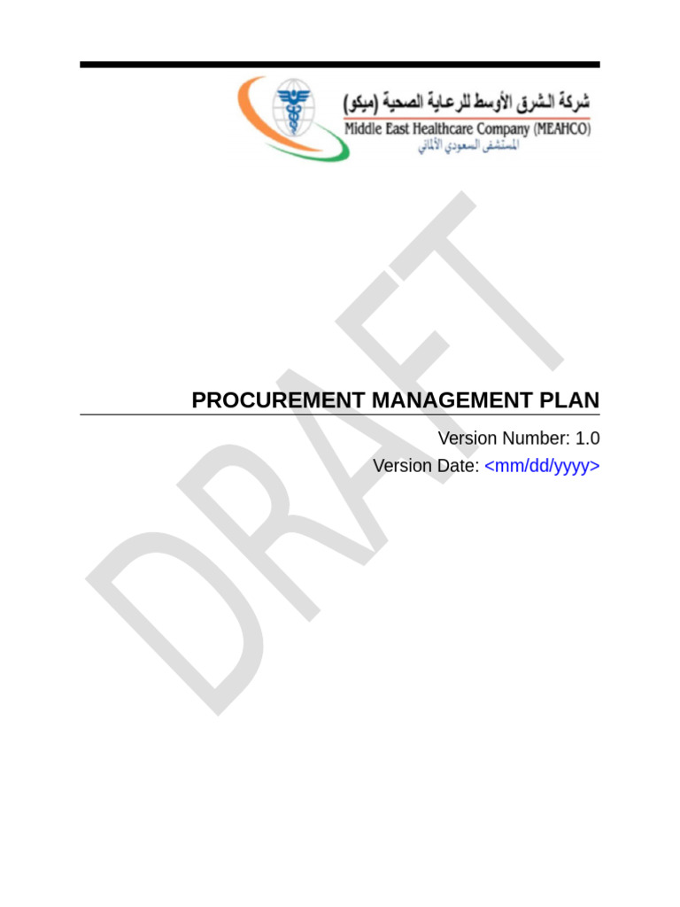 Procurement Management Plan | PDF | Procurement | Specification (Technical Standard)