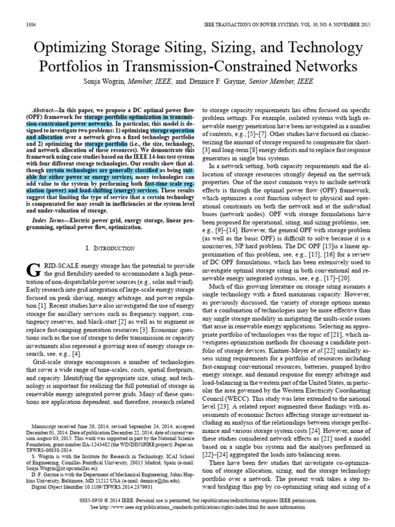 Optimizing Storage Siting Sizing and Technology Portfolios in Transmission-Constrained Networks ...