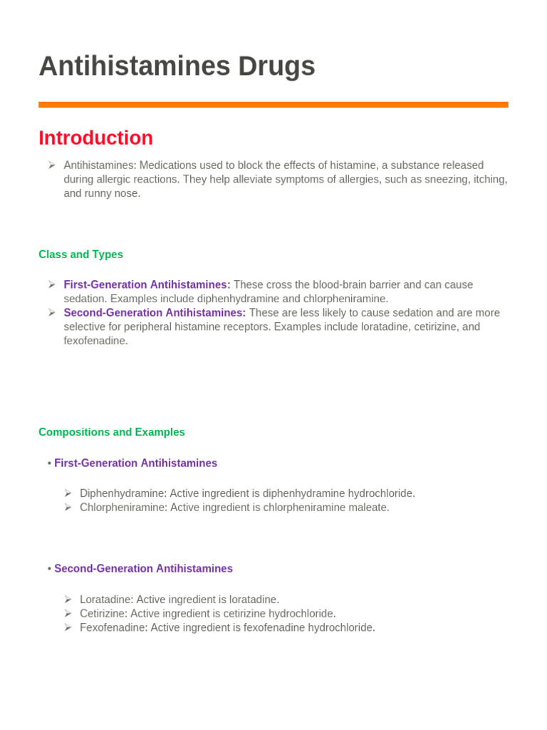 Antihistamines Drugs | PDF | Psychoactive Drugs | Drugs