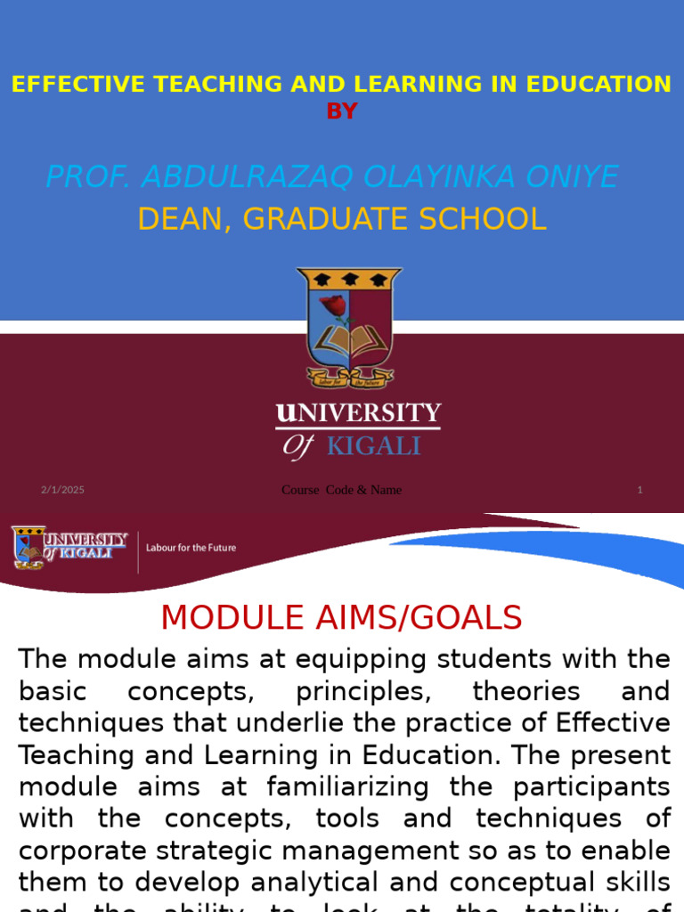 Effective Teaching and Learning in Educ - Lecture Notes - 2025 | PDF ...