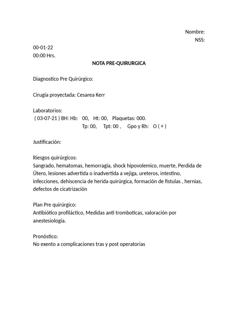 Pre Post Cesarea | PDF | Cirugía | Parto