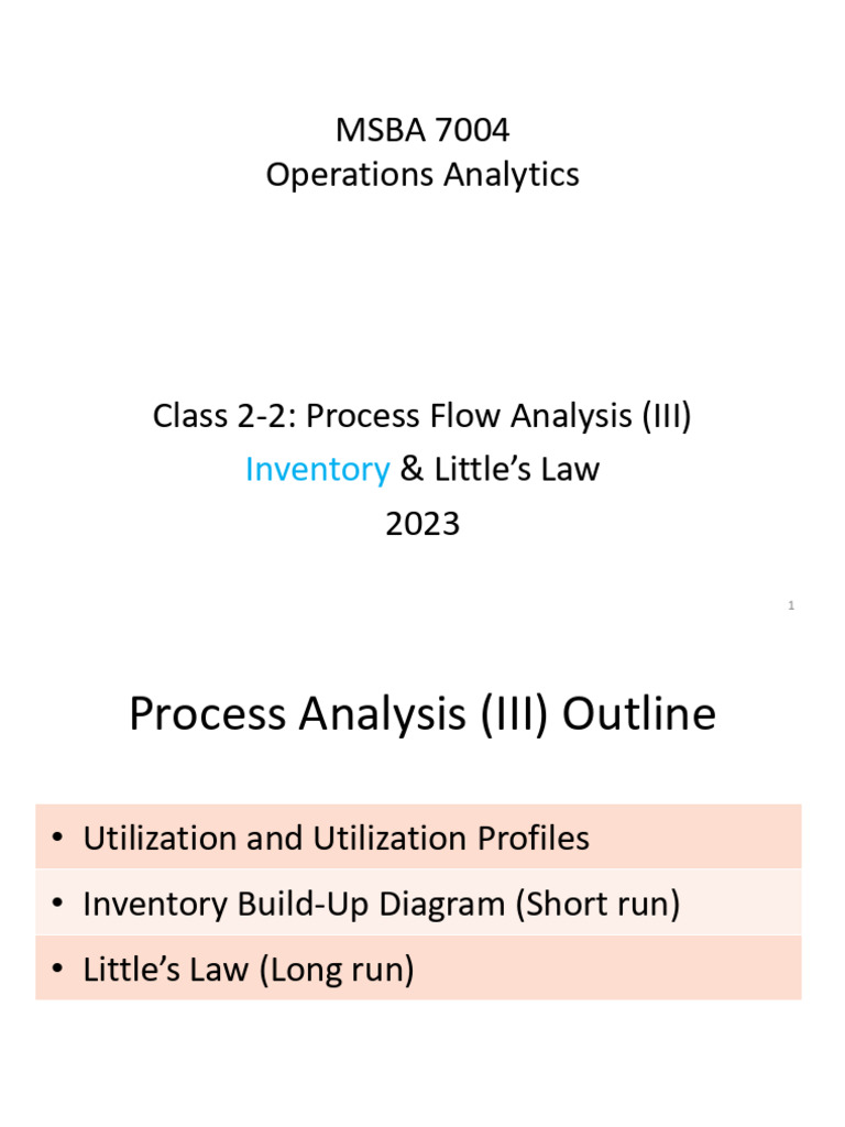 MSBA7004 2024 - Class 2-2 - Process Analysis III - Inventory, Littles Law - Afterclass | PDF ...