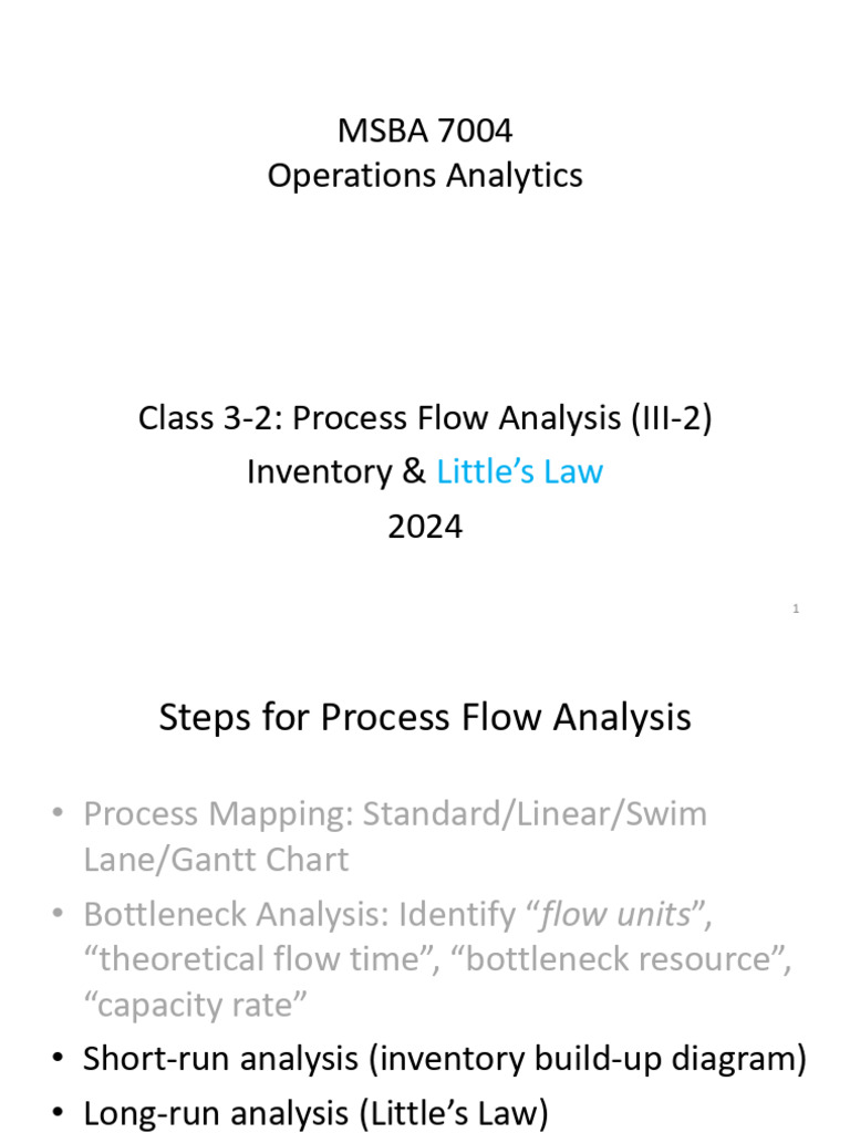 MSBA7004 2024 - Class 3-2 - Process Analysis III - Inventory, Littles Law_afterclass | PDF ...