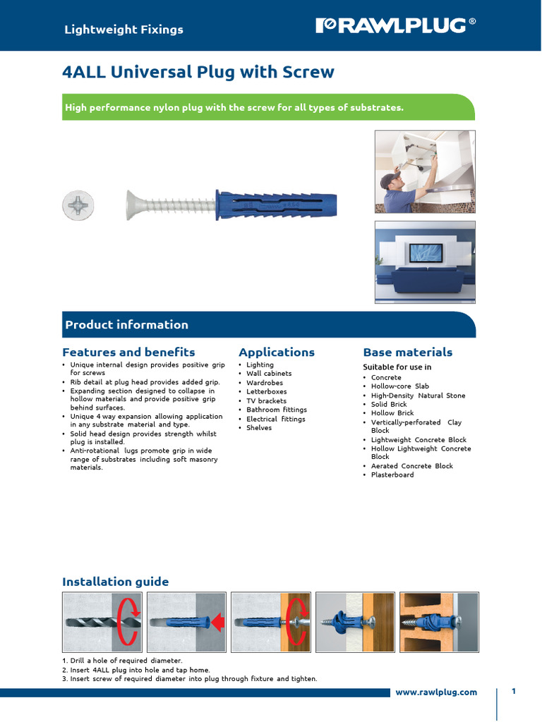1706.rawlplug - En.4all Universal Plugs Universal Plug With Screw | PDF ...