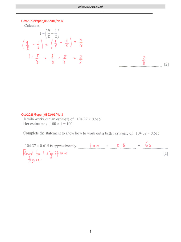 2023 Fractions Decimals Percentages Ratio and Proportion Checkpoint - Sec1 - Math - Solved | PDF
