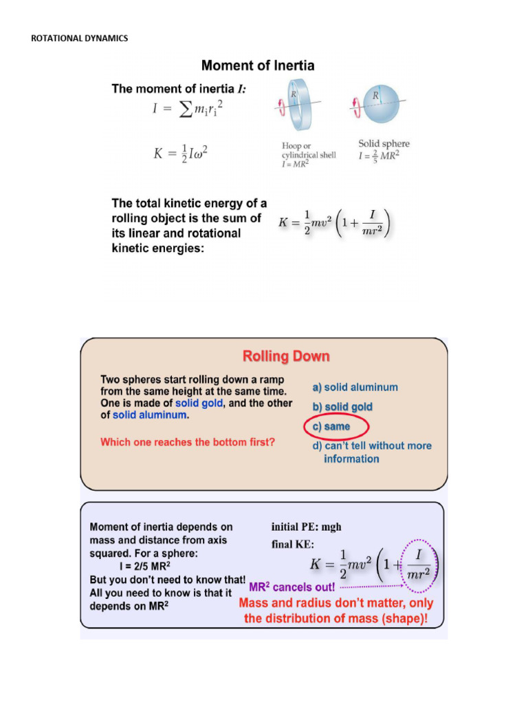 Pfe Lesson 4 - Rotational Dynamics | PDF | Rotation Around A Fixed Axis | Angular Momentum