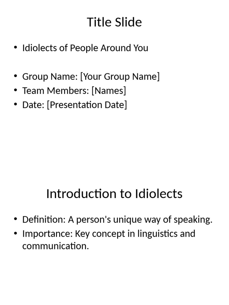 Idiolects Presentation With Table | PDF | Linguistics | Data