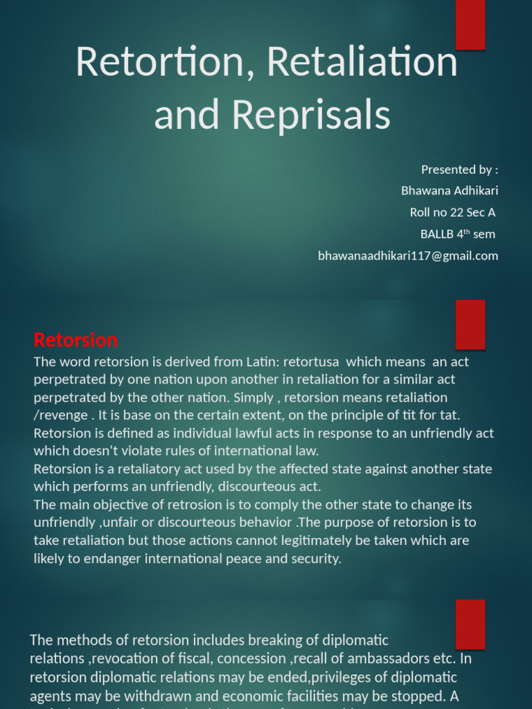 Retorsion and Reprisal in International Law | PDF | International Law ...