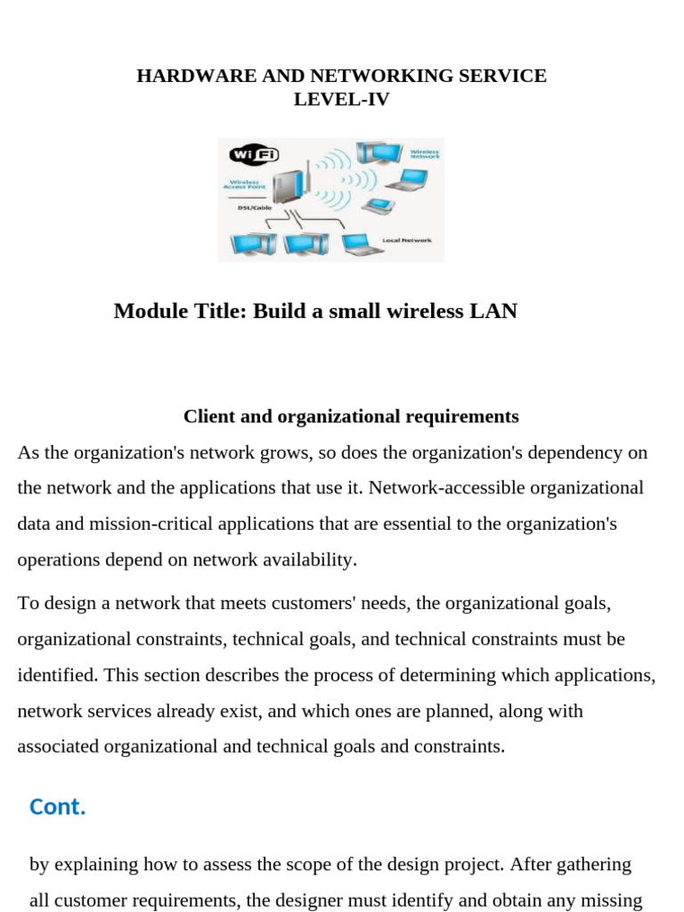 Build A Small Wireless LAN Unit One | PDF | Computer Network | Data Transmission