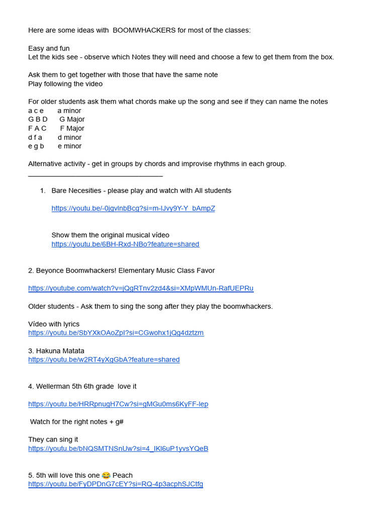 Boomwhacker Lesson Plans for Classroom | PDF