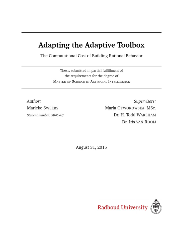 Adapting The Adaptive Toolbox - Set of Cognitive Mechanisms | PDF | Computational Complexity ...