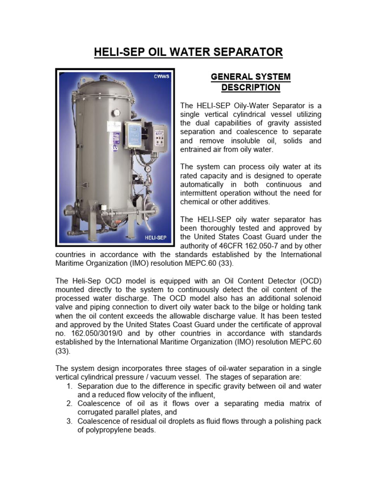 Heli Oily Water Separators | PDF | Pump | Chemical Engineering