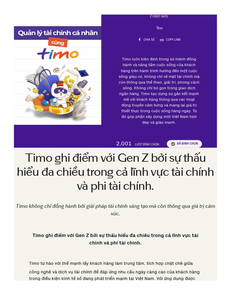 Timo - WeChoice Awards 2024 - Việt Nam Tôi Đó | PDF