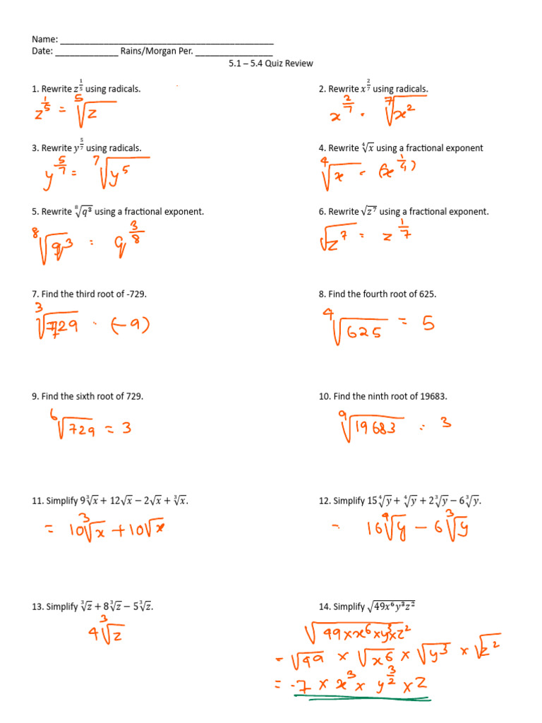 8 April Radical Functiom - Quiz Review | PDF