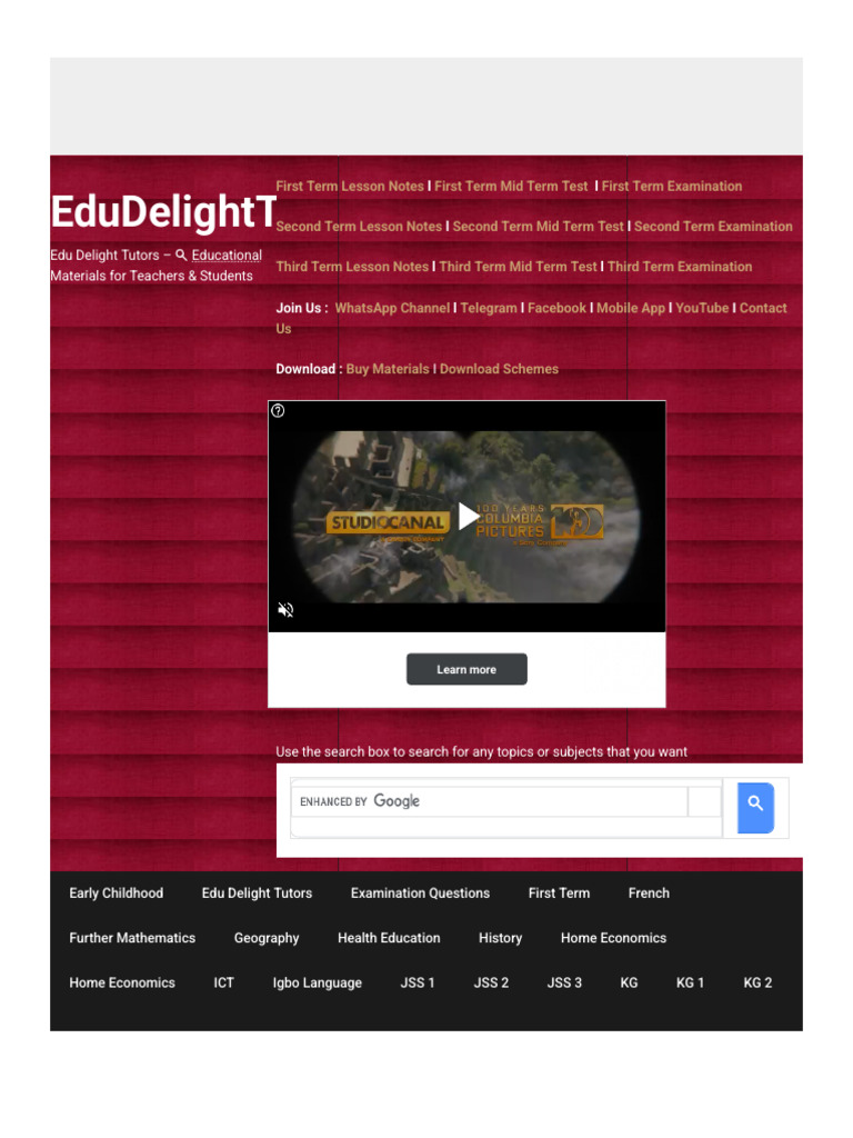 BASIC TECHNOLOGY JSS 2 SECOND TERM EXAMINATION - EduDelightTutors | PDF | Area | Rectangle